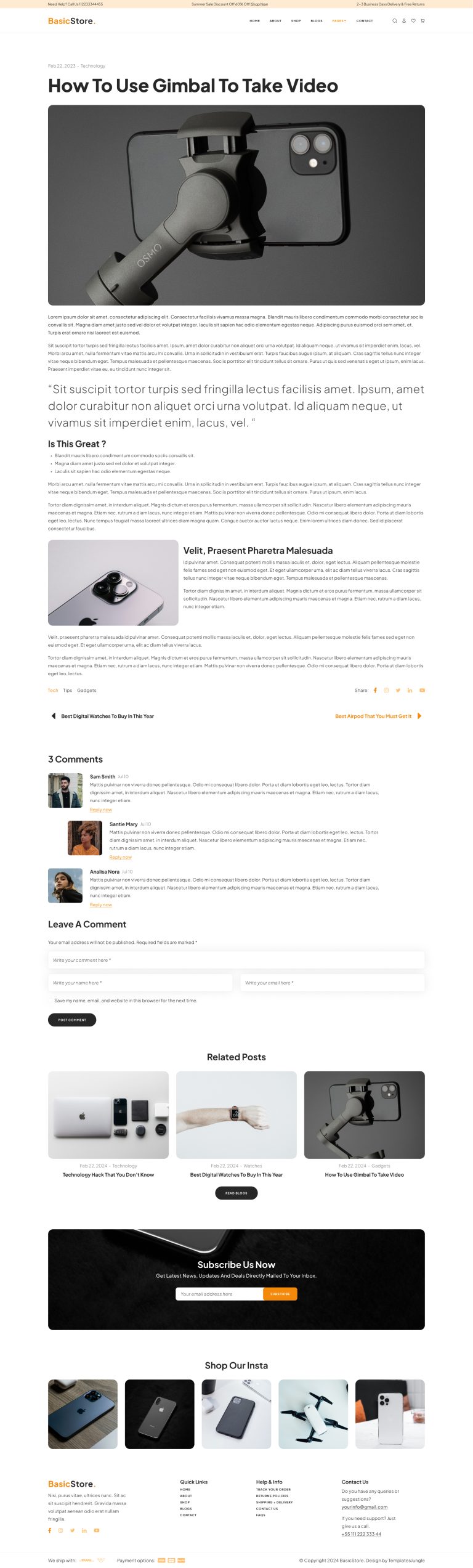 Basicstore Electronics E Commerce Free Figma Website Template 3631